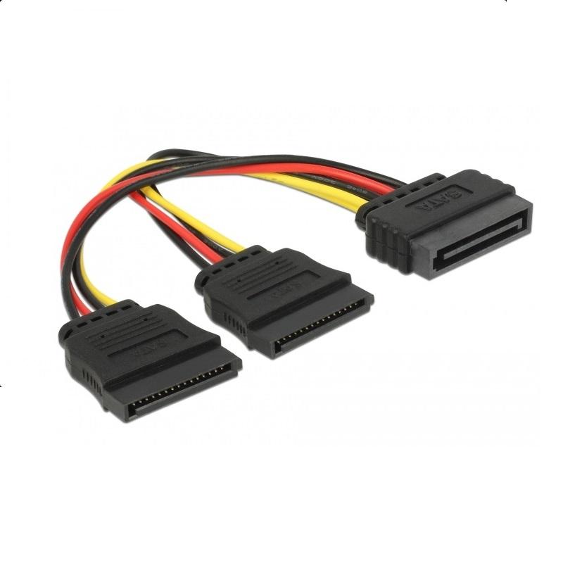 Кабел DeLock Power SATA 15 pin към 2 x SATA HDD, 15 cm на топ цена ...