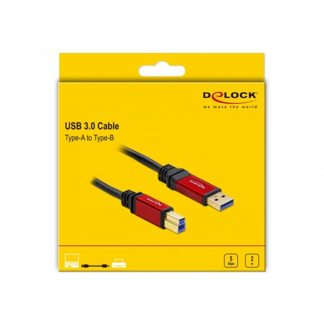 Кабел Delock Usb A мъжко Usb B мъжко 2 м Premium Екраниран Черен