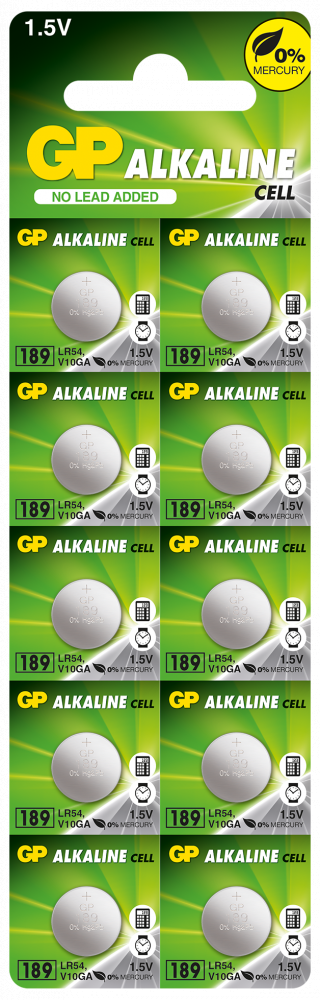 Бутонна алкална батерия GP189 LR-1130/ 10 бр./pack цена за 1 бр./ 1.55V ...